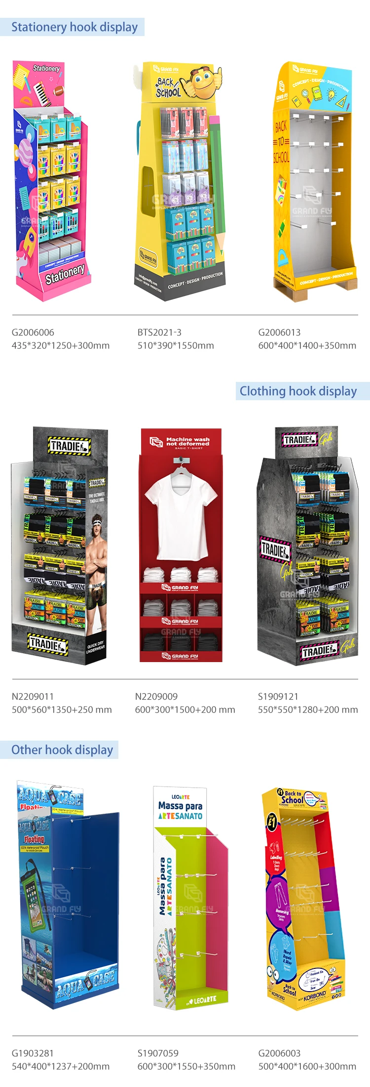 Double Sided Cardboard Hook Peg Display Rack - Corrugated Retail Floor ...