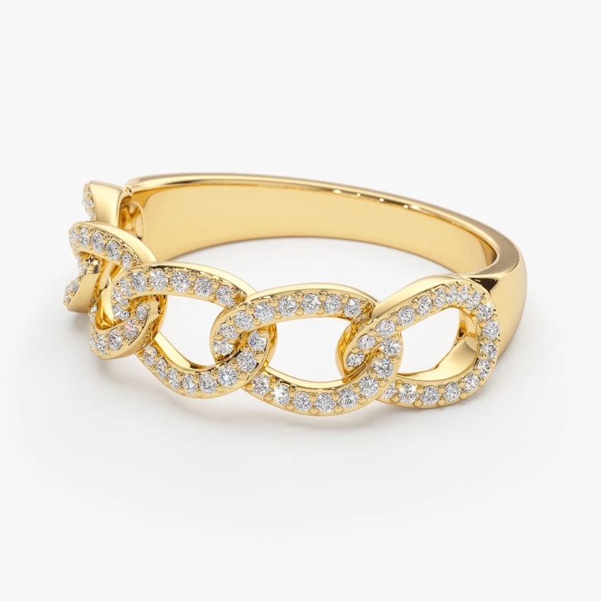 Vlove Engagement Ring Diamond Solid Jewelri Gold 9k 10k 14k 18k Curb ...