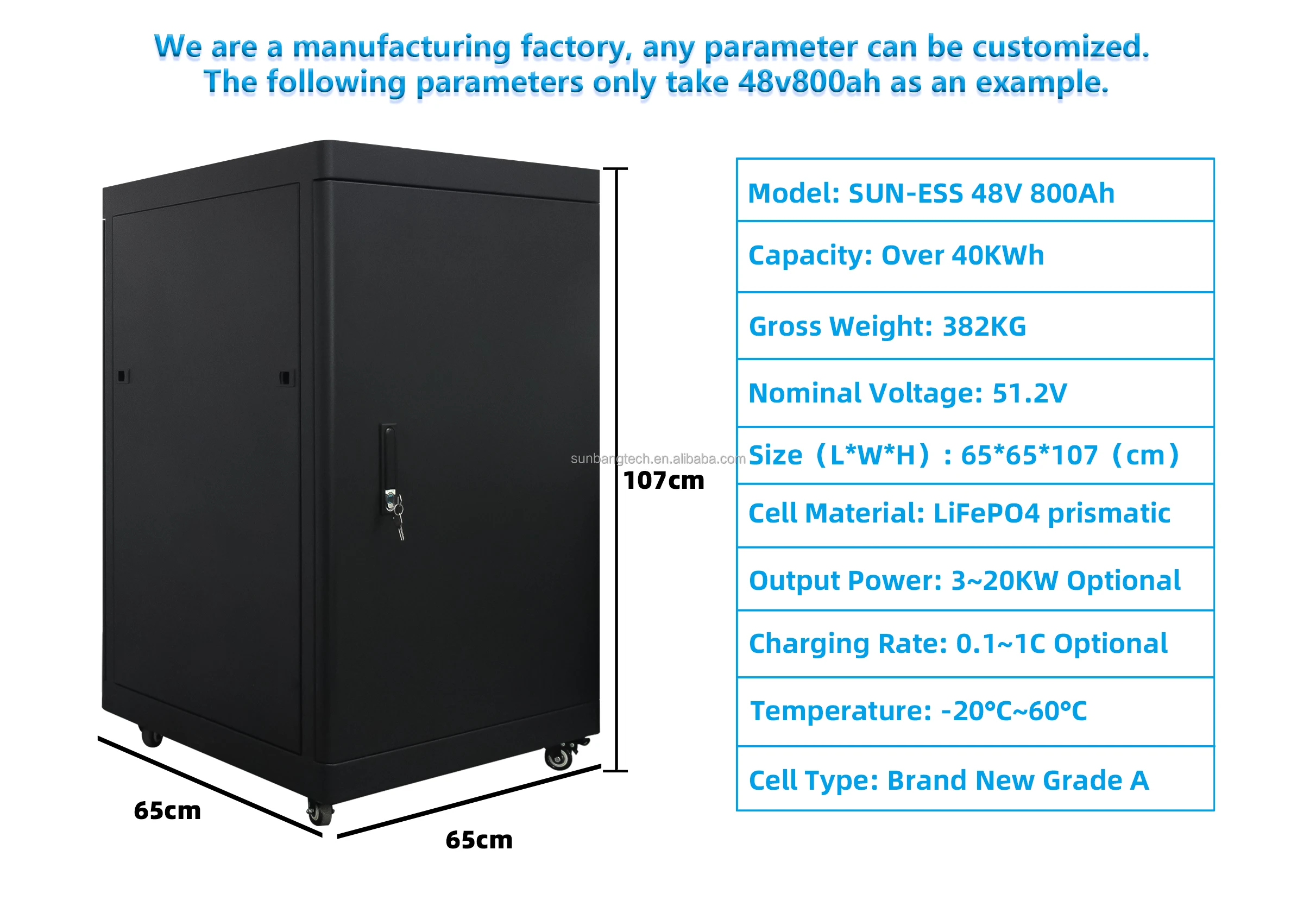 SUNBOND 48V 100ah Lifepo4 Battery Pack - 200ah OEM Energy Storage