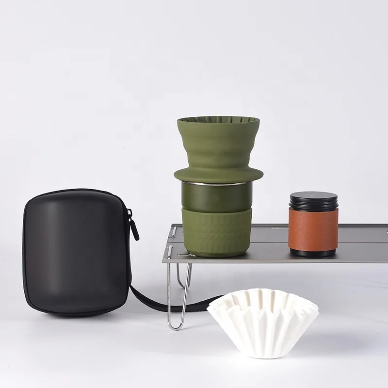 Outdoor Portable Pour Over Coffee Maker Set Collapsible Silicone Coffee ...