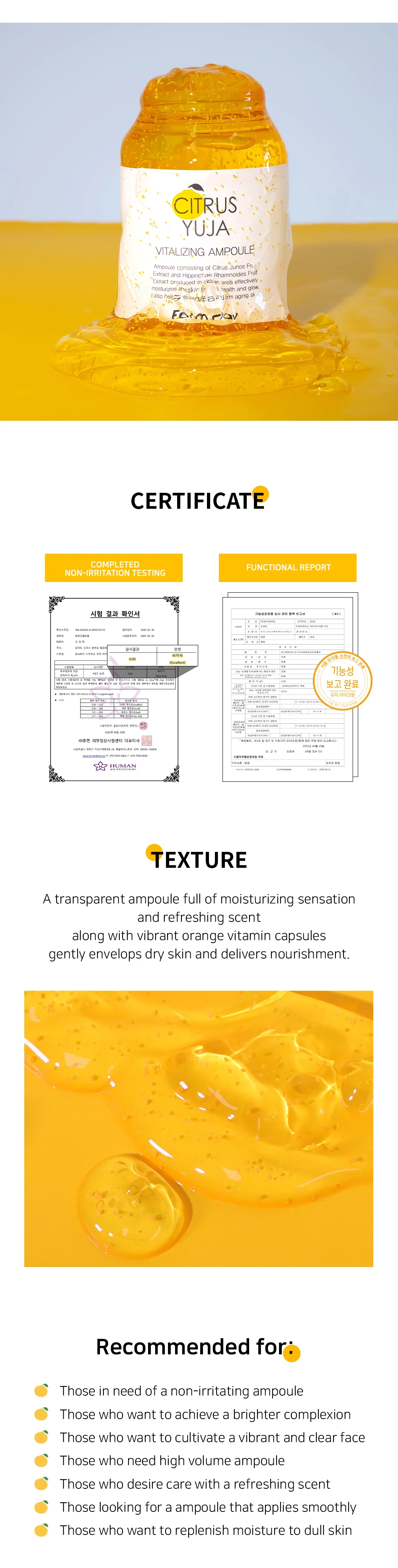 Farmstay Citrus Yuja Vitalizing Ampoule Big Volume Ampoule Extra ...