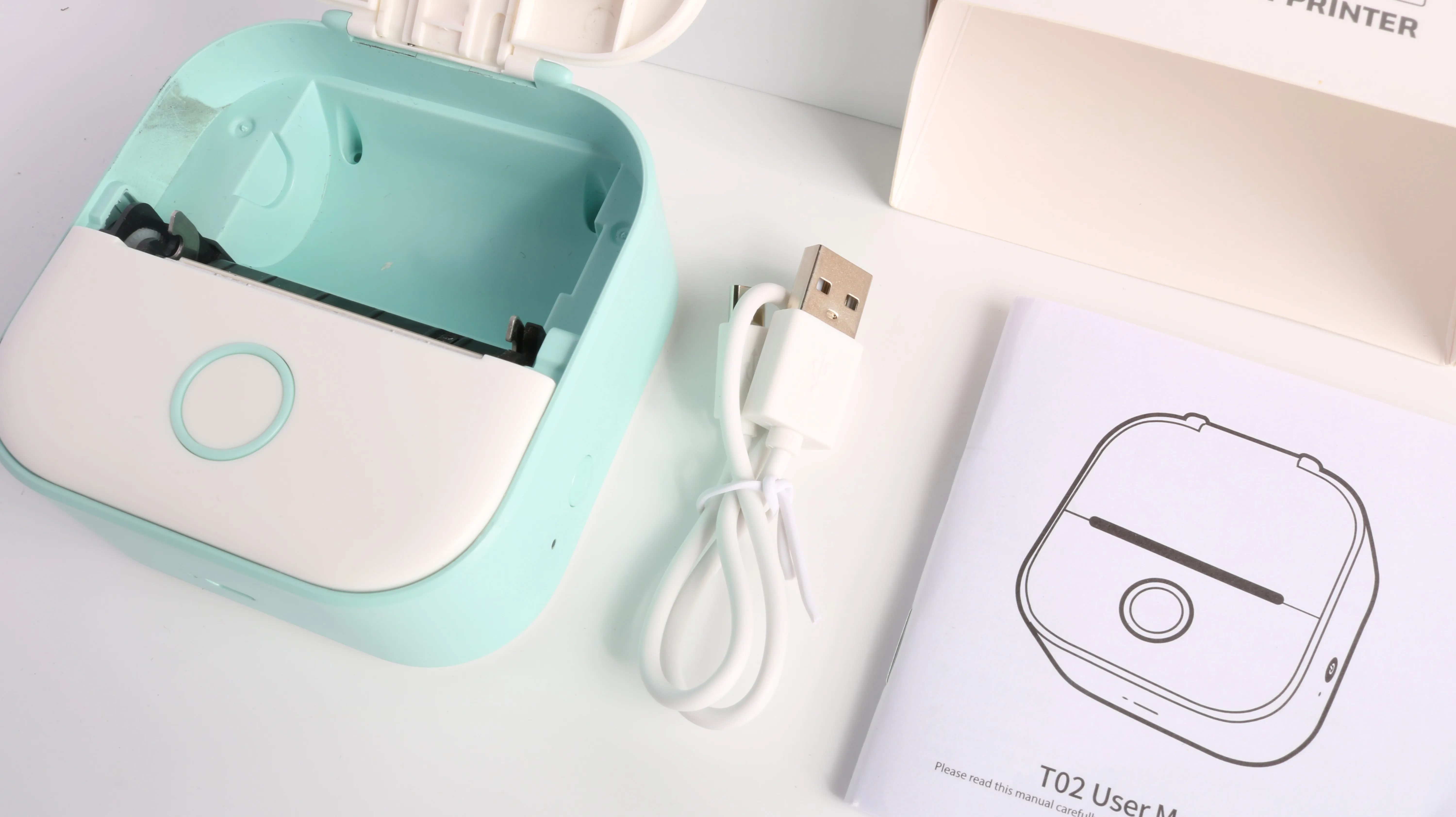 T02 Mini Barcode Portable Label Thermal Sticker Printer Portable Photo ...