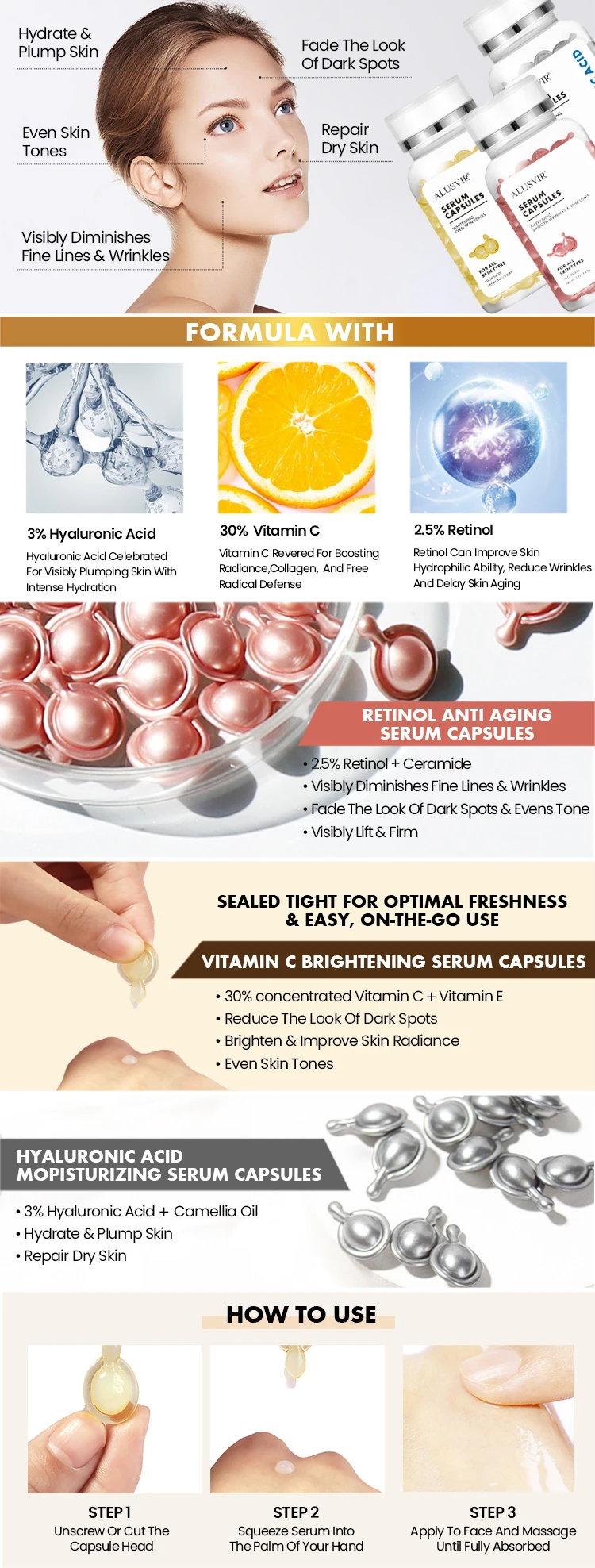 Wholesales Face Serum Capsules Private Label Skincare Products Natural ...