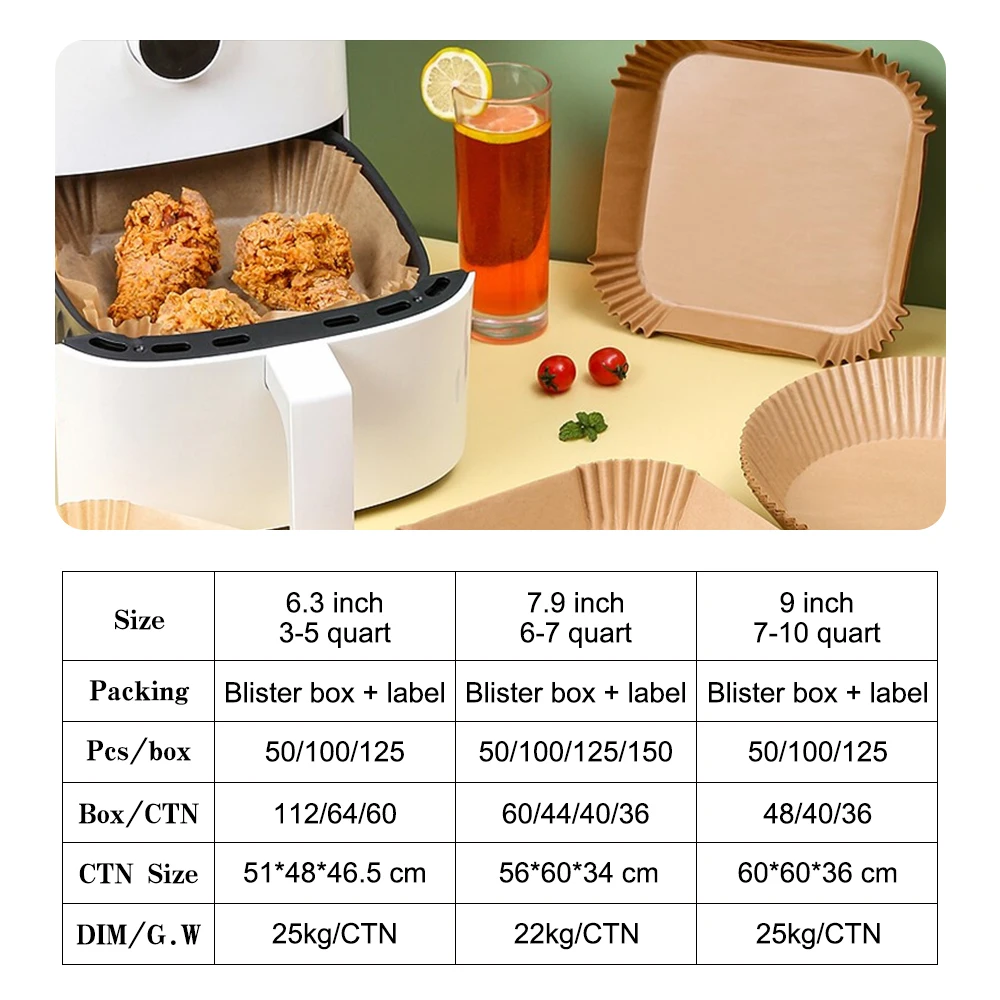6.3inch Round air Fryer Paper Liner 50pcs/box Kitchen Accessories ...