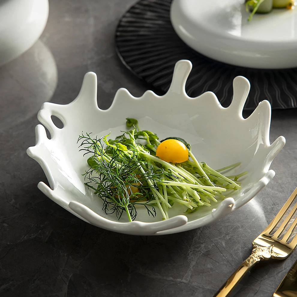 Luxury Coral Rim White Wedding Crockery Luxe Vajilla de Ceramic Dishes ...