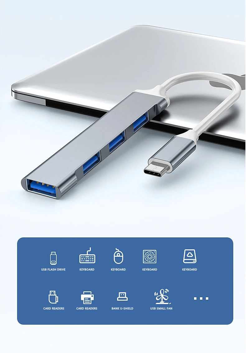 Hot Hub Expansion Dock Usb 3.0 4 Port Type C To Usb Hub 4 In 1 Docking ...