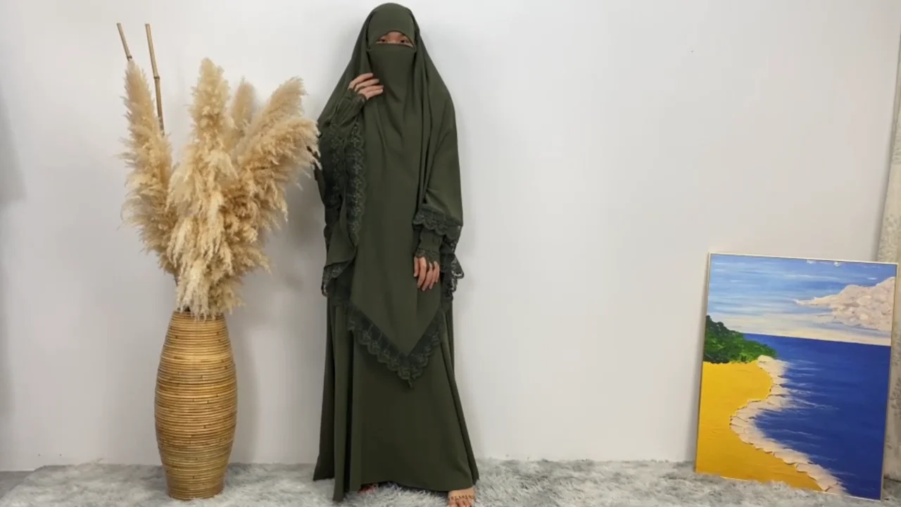 2306# Eid Simple But Luxurious Long Hijab Khimars With Premium Lace ...