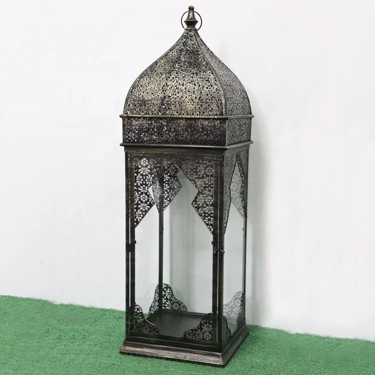 Wholesale S/2 Vintage Antique Garden Hanging Glass Lantern