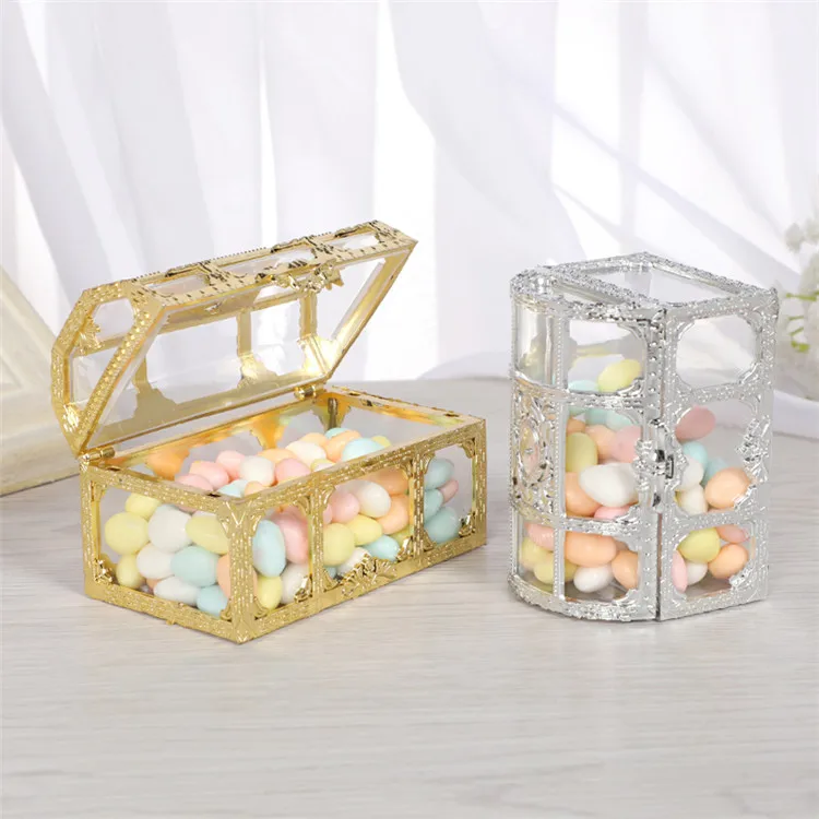 Transparent Plastic Gold Silver Treasure Chest Candy Packaging Box ...