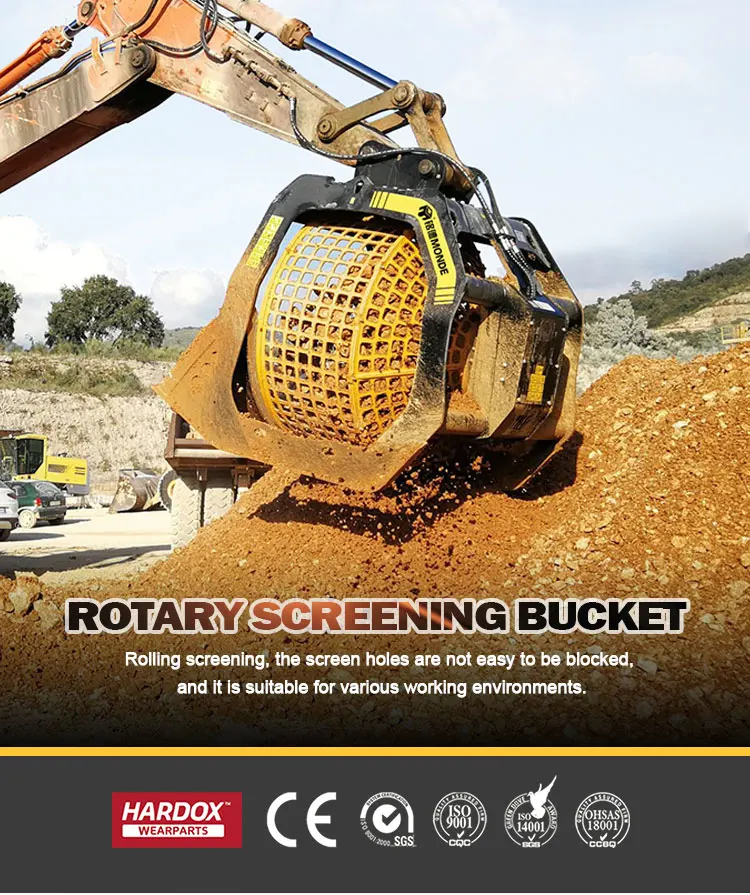 Monde Rotary Screening Bucket For Excavators Or Loaders Gravel Stone ...