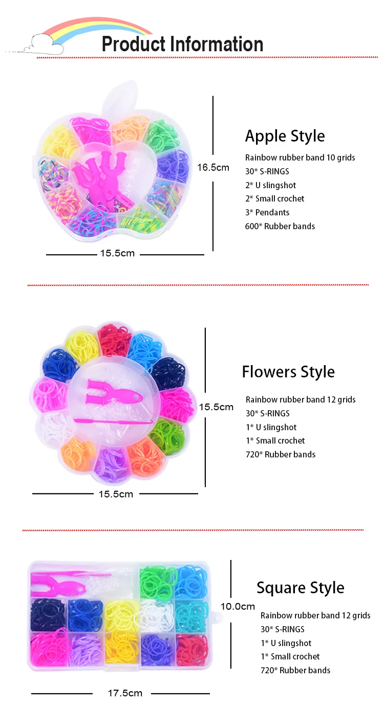 24 Plaids Color Loom Rubber Band Handmade Educational Children's Toys ...