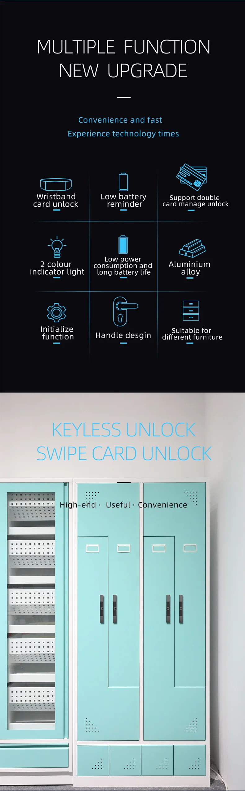 Qidots Keyless Electronic Cabinet Lock Swipe Card Lock For Storage ...