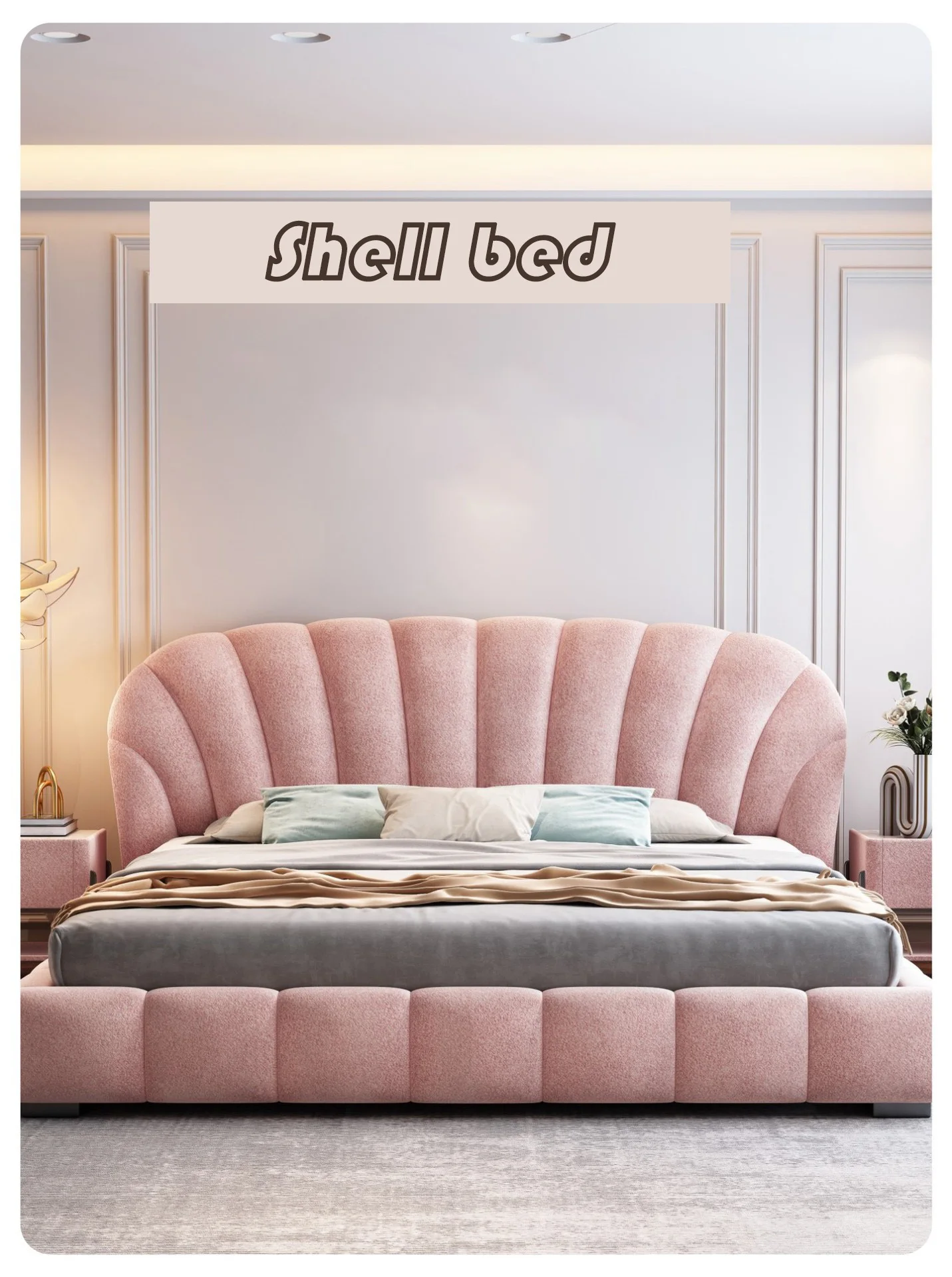 Luxury French Style Pink Upholstered Bed Frame - Soft King and Queen ...