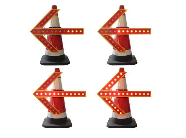 Road safety traffic cone barricade using Red turn directional guiding ...