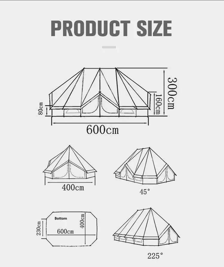 Luxury Outdoor Waterproof Four Season Safari 3m 4m 5m 6m 7m Large ...