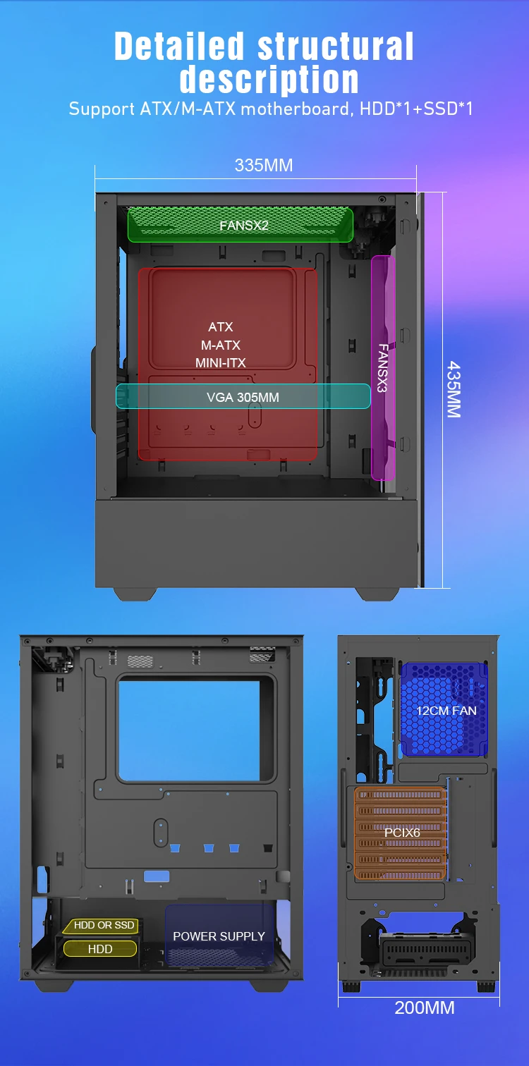 Atx Manufacturing Horizontal Itx Metal Front Panel Acrylic Powertrain ...