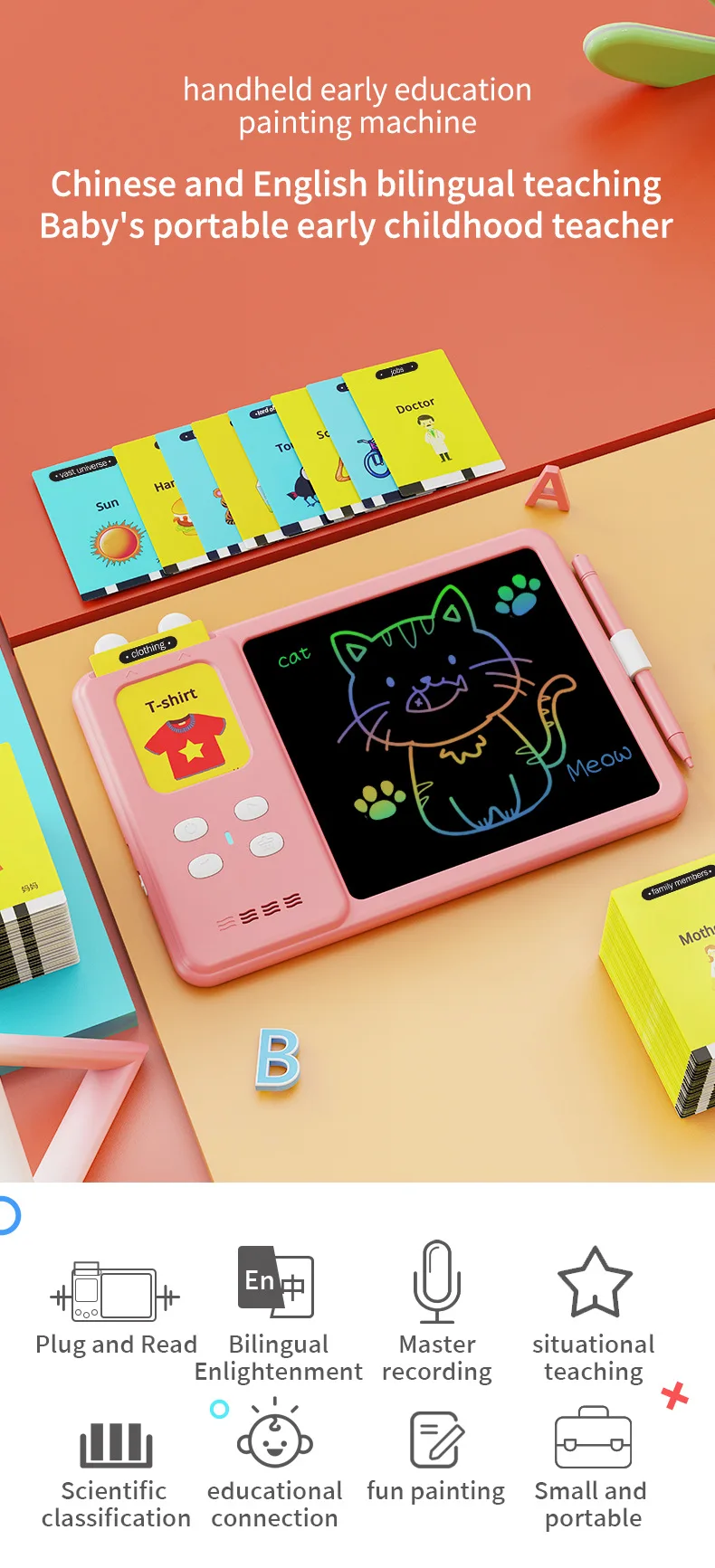 Talking Flash Cards Lcd Drawing Tablet 224 Sight Words Autism Sensory ...