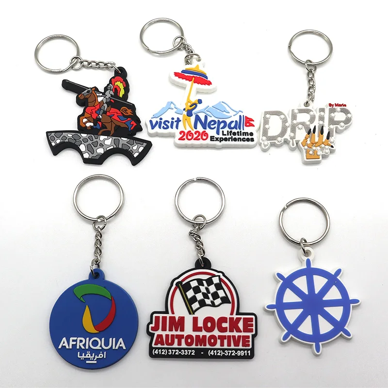 Custom Logo 2D Soft PVC Plastic Acrylic Keychain Metal Gift