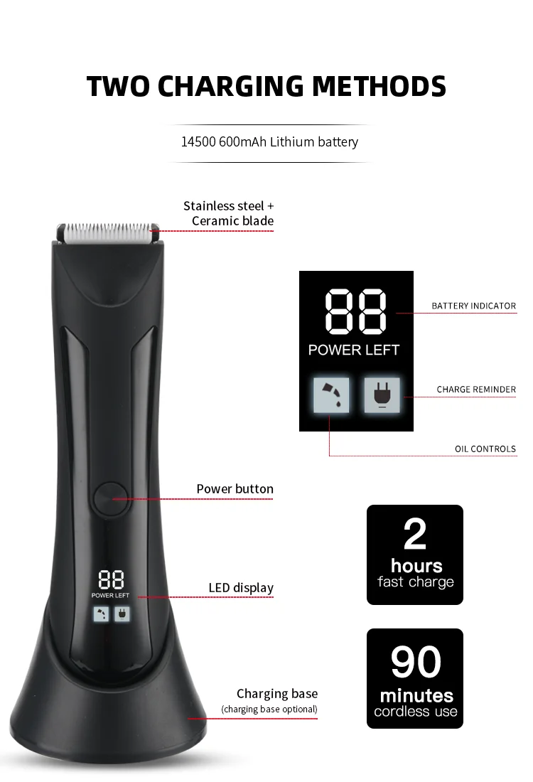 Cordless USB Rechargeable Electric Hair Clipper - 1 Year Warranty