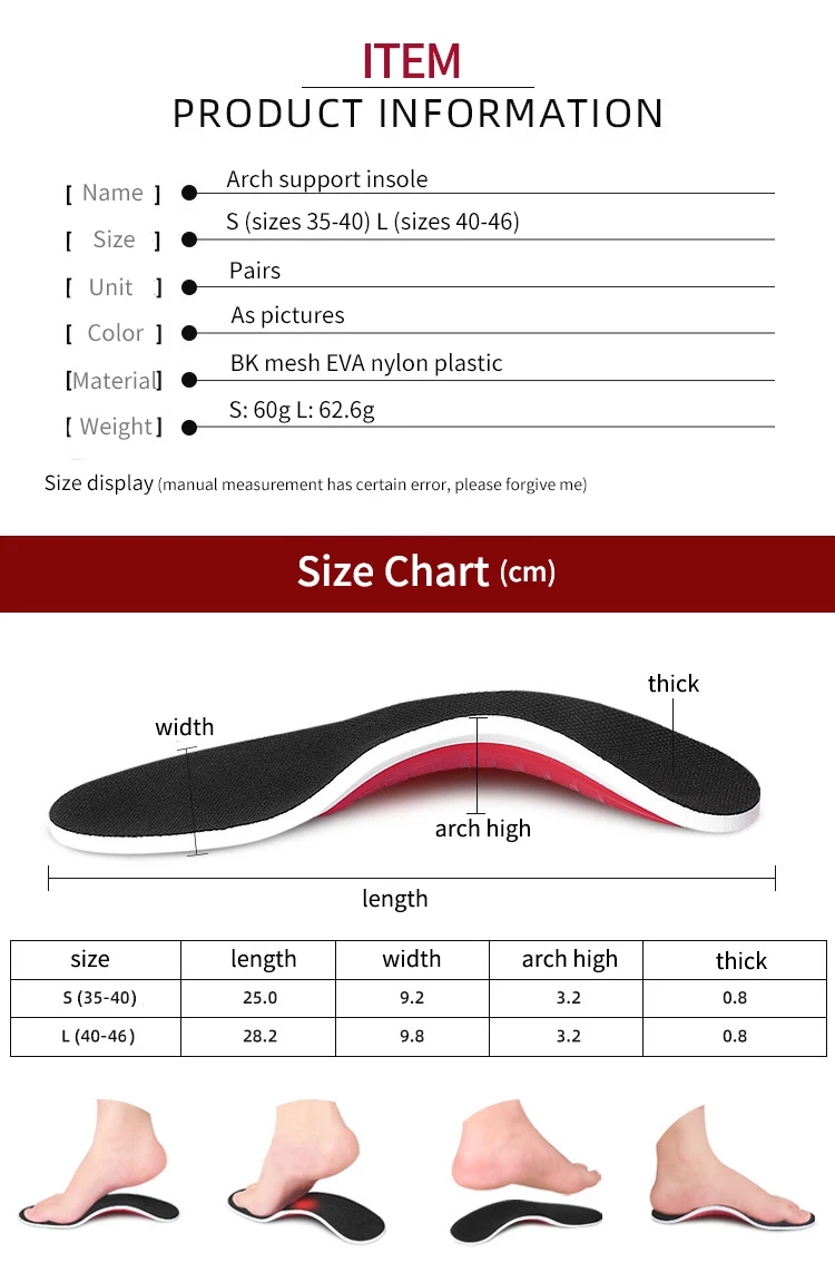 Flatfoot Orthopedic Orthotic Arch Support Insole Corrector For Flat ...