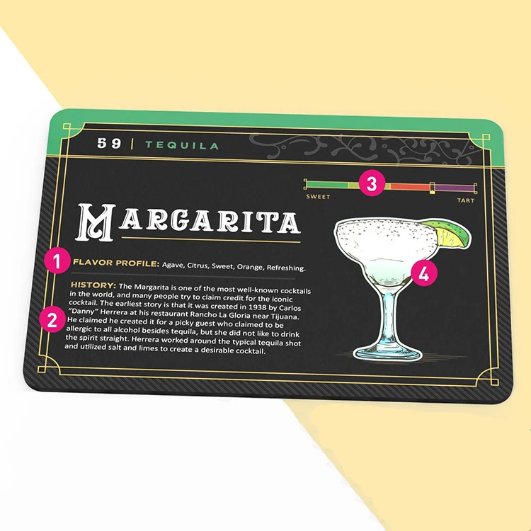 Cocktail Recipes Flash Card in Bartender Flashcard Form With Step by ...