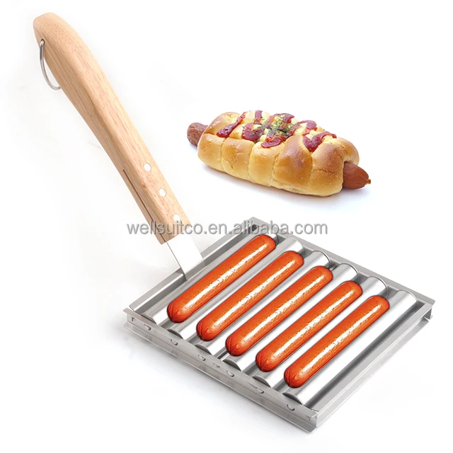 Portable Hot Dog Roller Basket Sausage Roller Rack With Long Wood ...