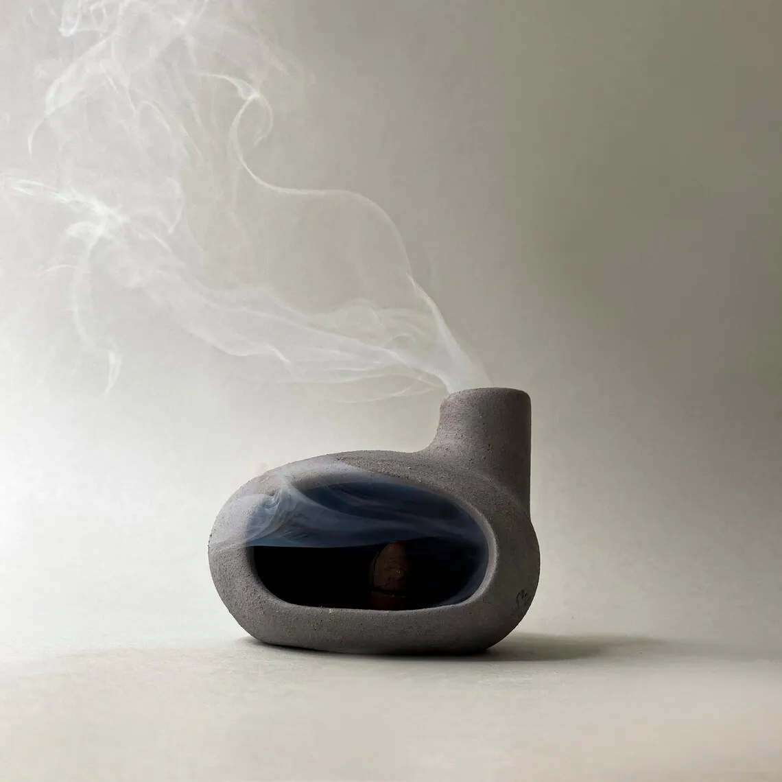 Mini Chimney Grey Ceramic Palo Santo Burner - Meditation Gift