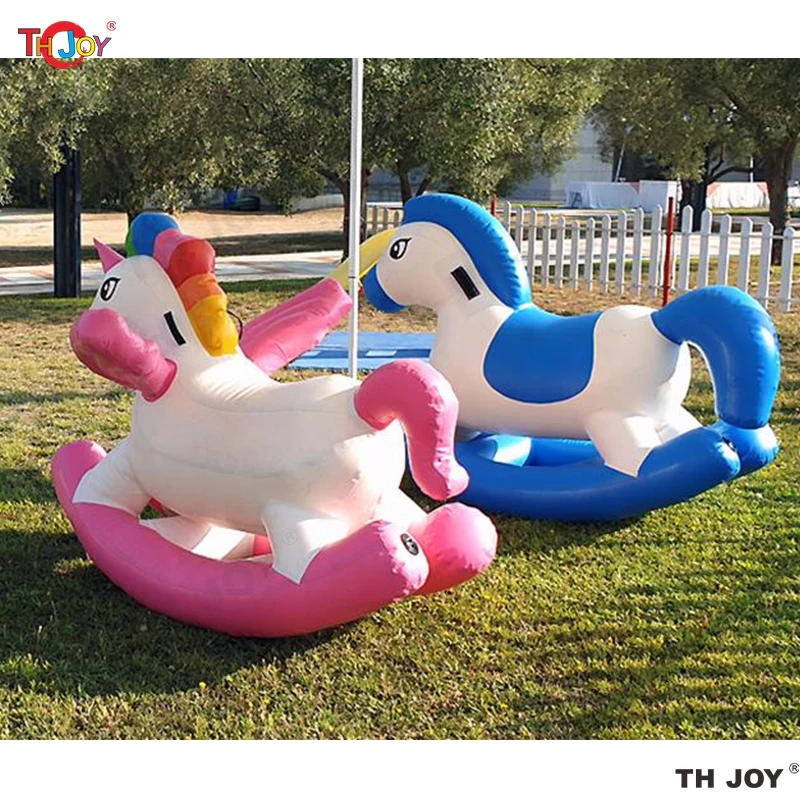 Kids Inflatable Rocking Horse Colorful Glossy Horse Inflatable Ride on ...