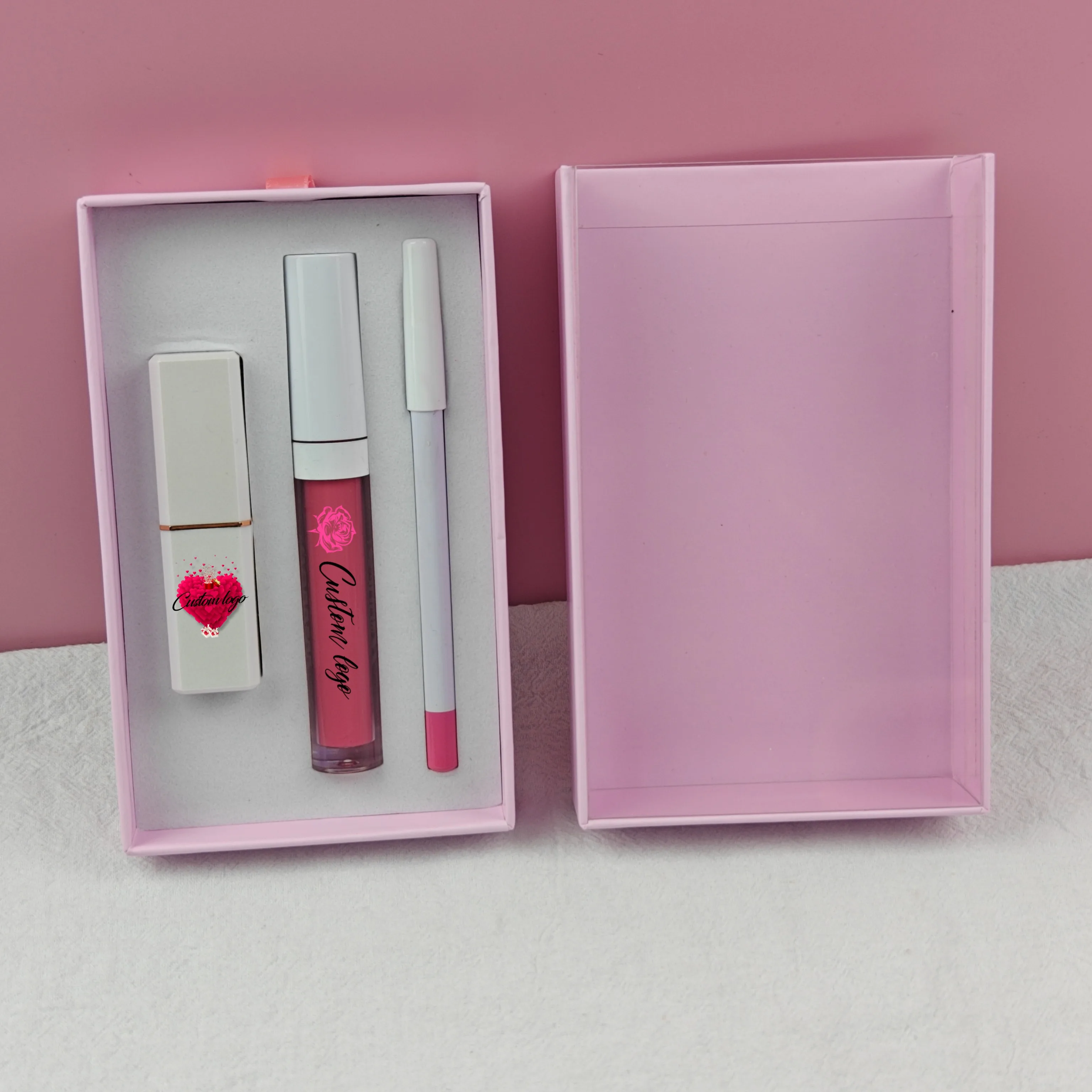New Design 3 in 1 Lip Gloss Kit Waterproof Matte Lipliner Liquid ...
