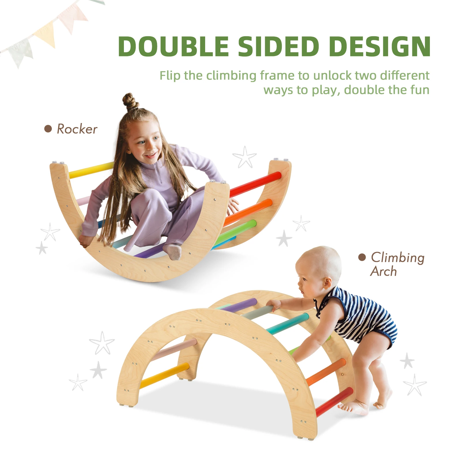 Climbing Triangle Set With Ramp Indoor 3 In 1 Wooden Kids Triangle ...