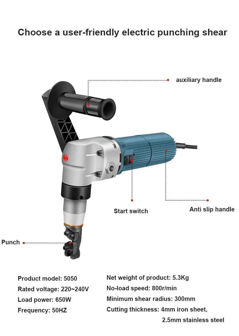 Electric Scissor Metal Sheet Cutter - 500W Cutting Capacity