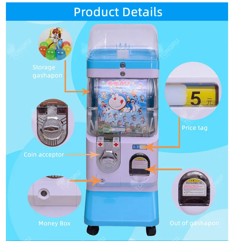 Clear Color Toy Capsule Vending Machine for Kids & Amusement Parks, OEM