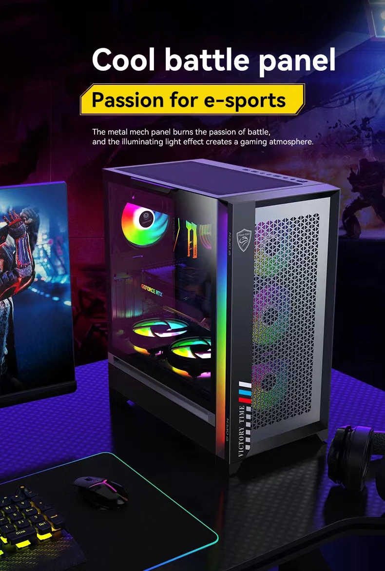 Rgb Pc Gaming Case Eatx Gaming Cases Atx M-atx Black White Color ...