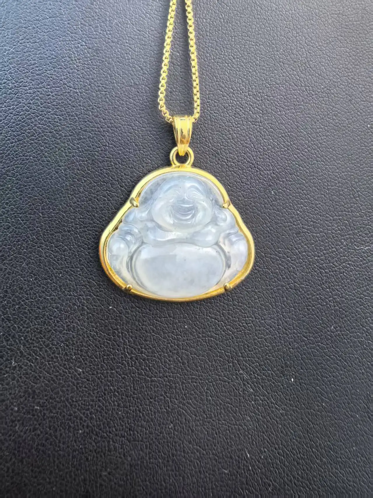 Jade18K Gold Plated Maitreya Buddha Pendant on Stainless Steel Chains ...