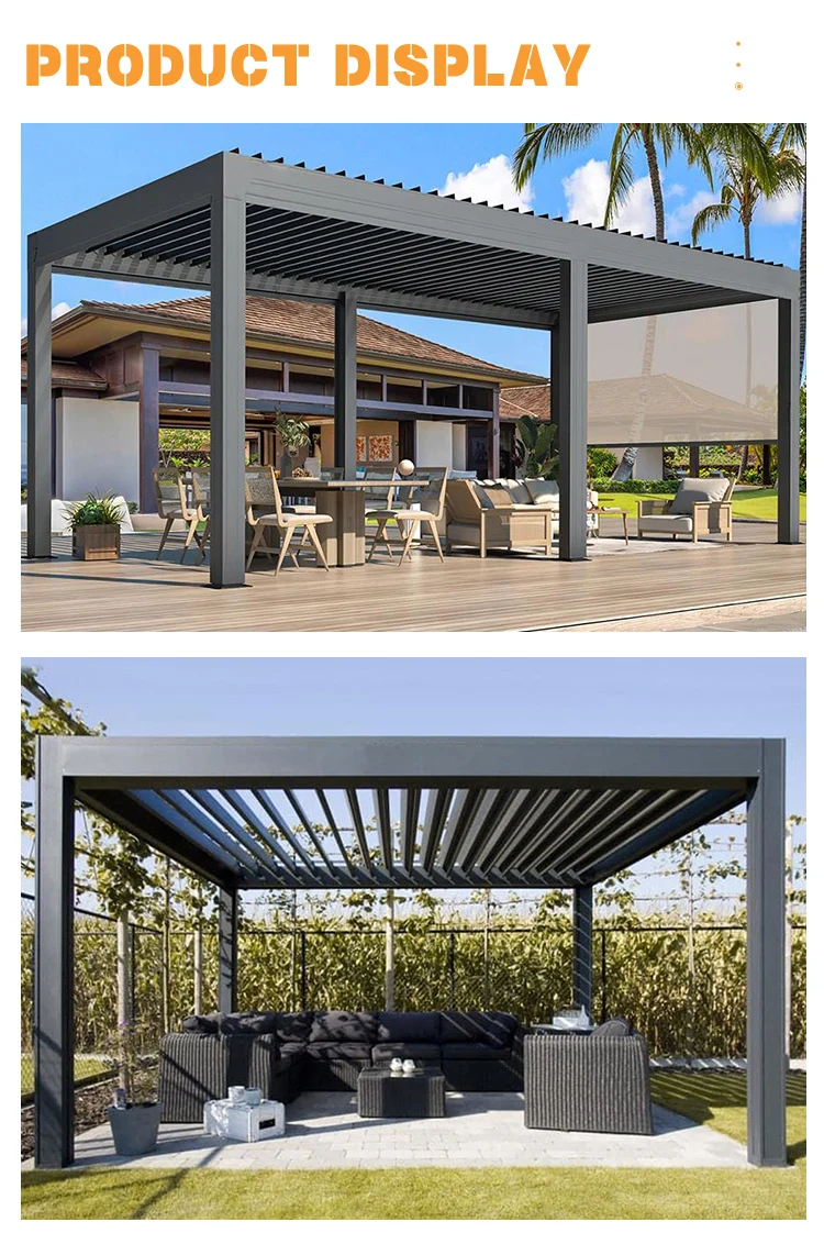 Modern Motorized Bioclimatic Aluminium Patio Pergola Gazebo Pavilion ...