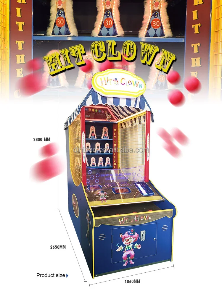 Dinibao Coin Operated Game Machines Hit The Clown Ticket Lottery Arcade ...