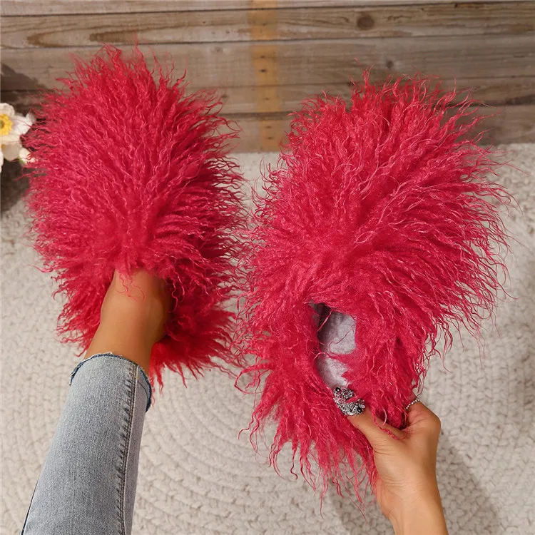 Winter Furry Shoes Women Fur Slippers Fluffy Luxury