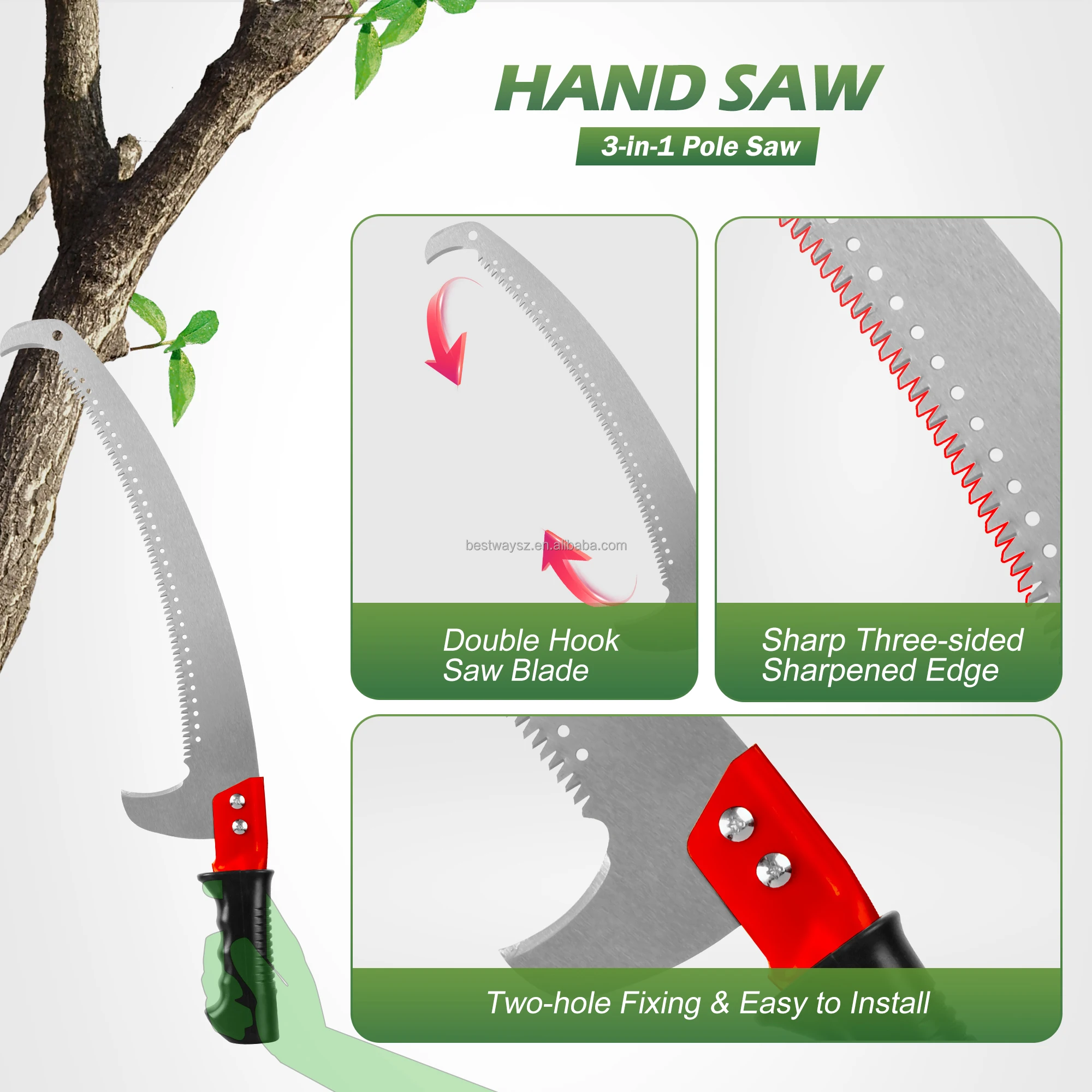 8m/27ft Extendable Fiberglass Tree Trimming Branch Tools Manual Branch ...