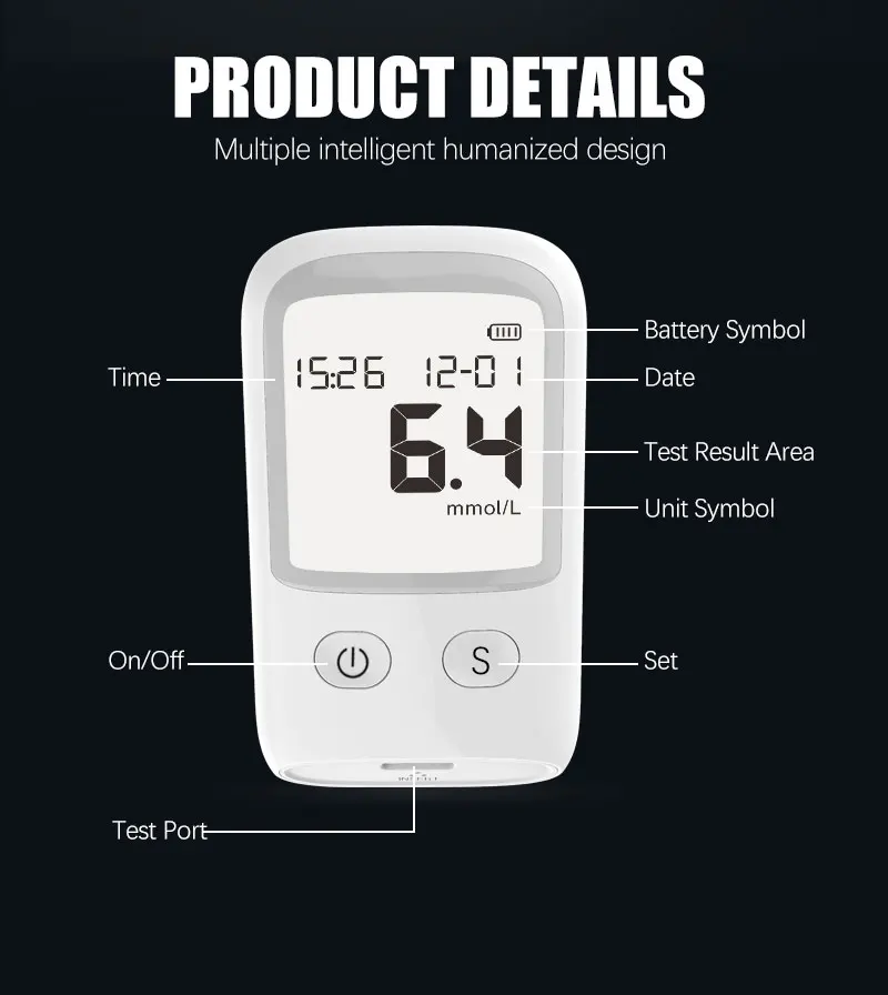 Blood Glucose Meter Blood Sugar Machine Diabetes Test 50 Test Strips In ...