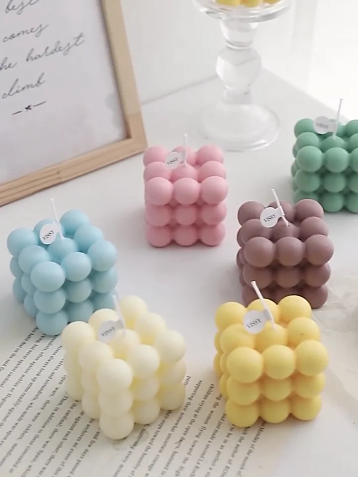 2022 Ins Home Decoration 3d Cube Aromatherapy Candle Oil Fragrance Cute ...