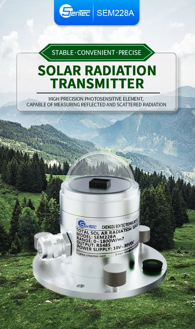 Rs485 0-1800w/m2 Solar Radiation Sensor Solar Radiation Pyranometer ...