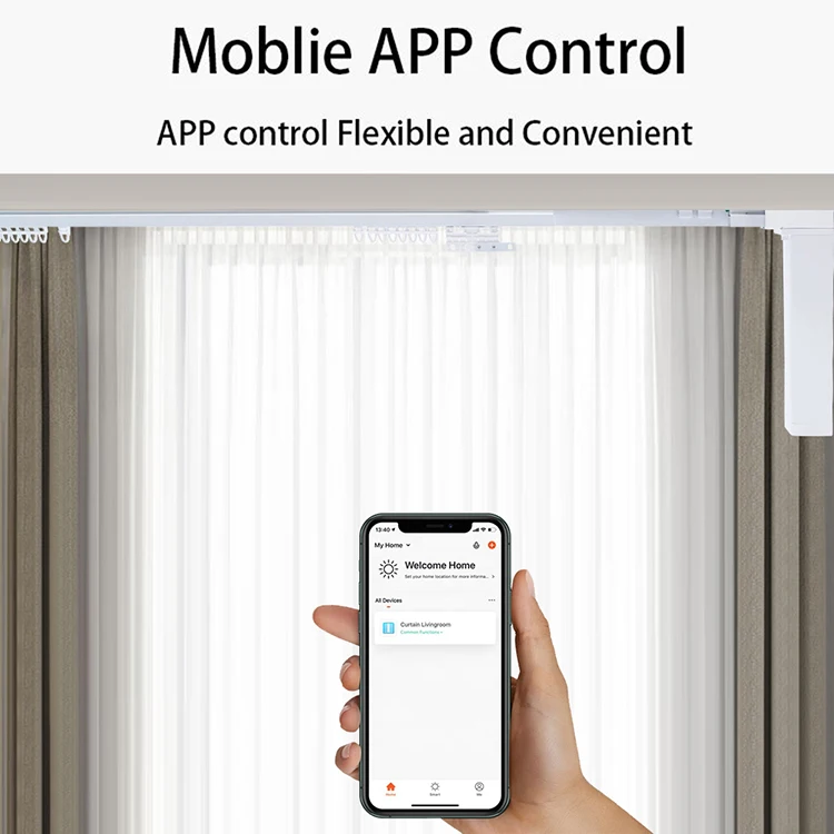 Gardens Adjustable Motorized Telescopic Curtain Track 2.4-4.5m With ...