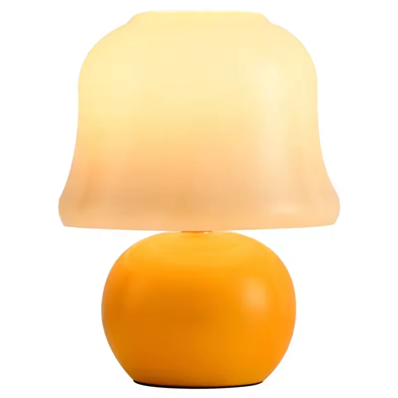 Orange Glass Mushroom Led Table Lamp for Bedrooms, Living Room ...