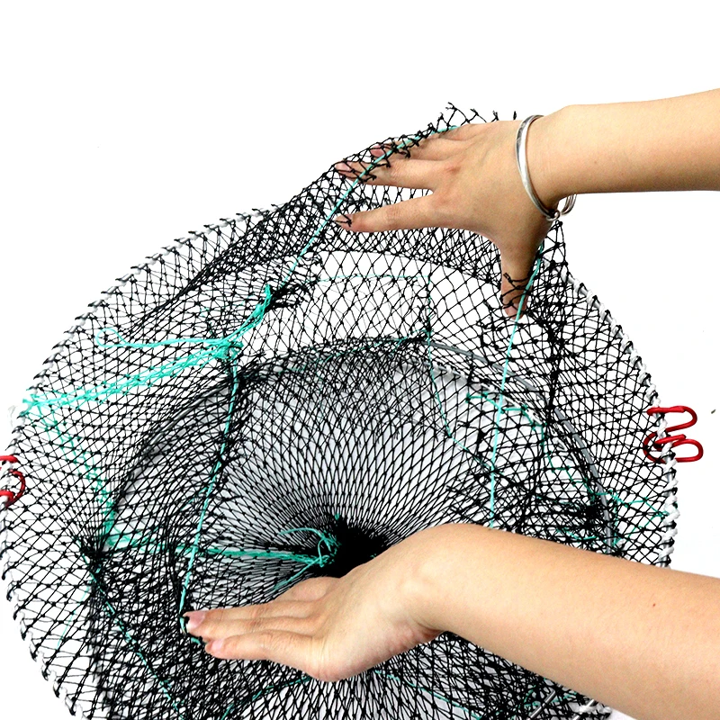 Spring-loaded Metal Frame Folding Lobster Trap Black Nylon Mesh ...