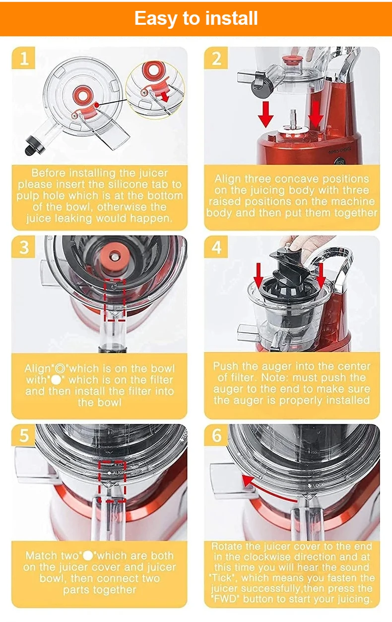 Easy To Clean Slow Juicer Machine Extractor For Vegetables Big Mouth ...