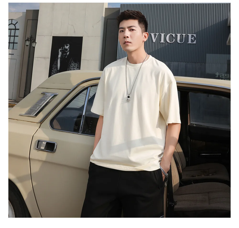 280gsm Heavy Weight Custom Logo Drop Shoulder T Shirts 100% Combed ...