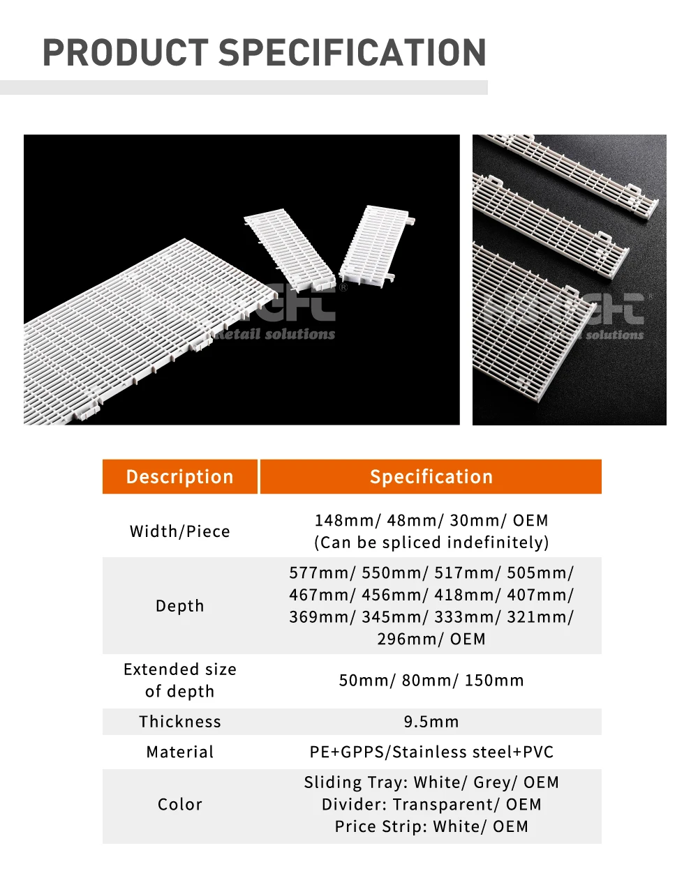 High Versatility Plastic Grocery Store Shelves Freezer Shelves Pusher ...