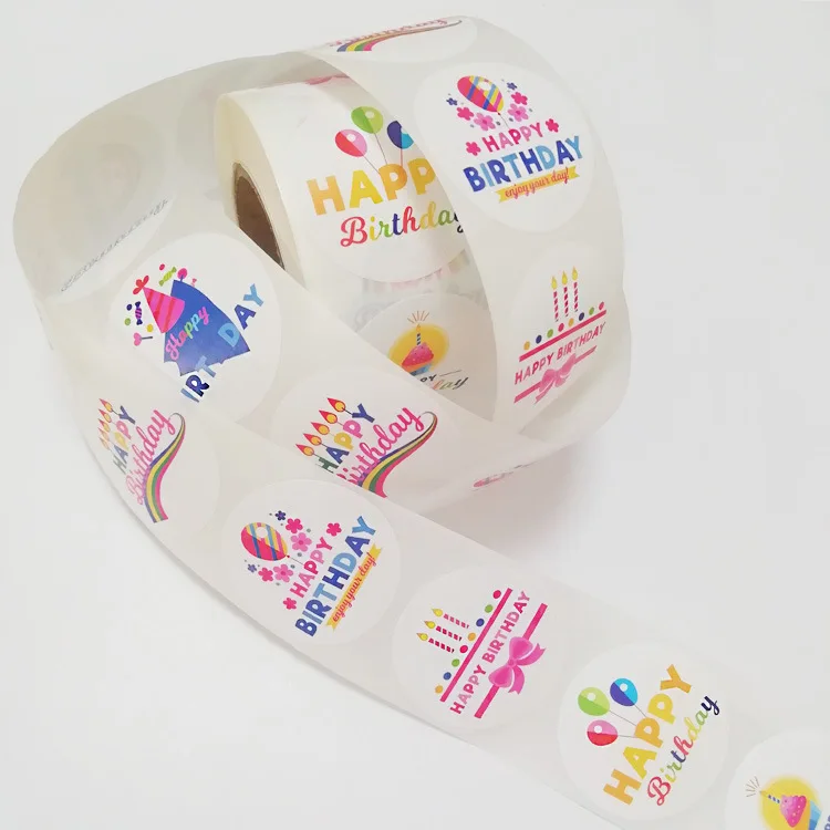 Customized Logo Stickers Happy Birthday Packaging Labels On Roll Gift ...