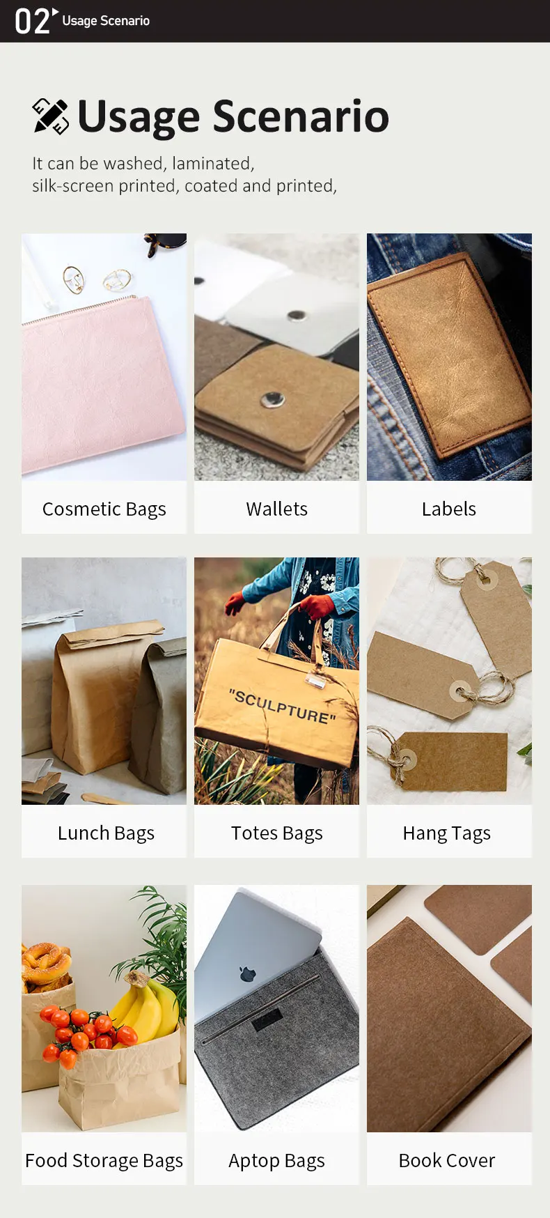 Custom Roll Sheets Washable Kraft Paper Fabric Recycled Eco Friendly ...