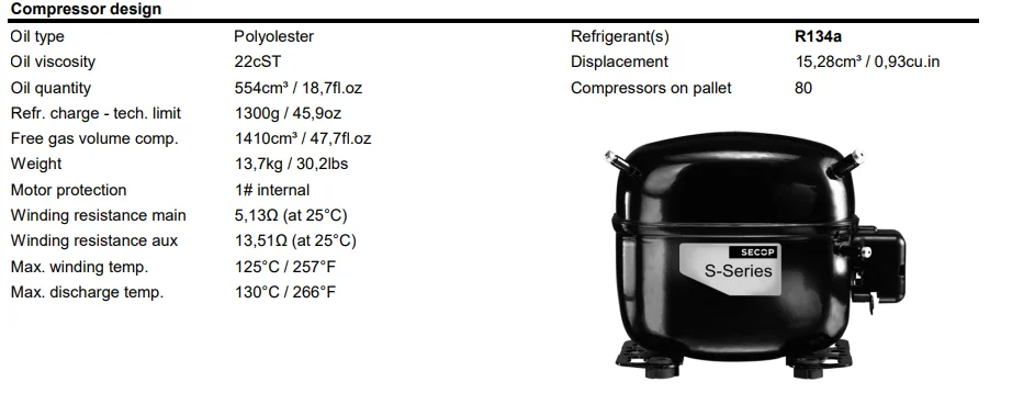Secop Compressor R134a Sc10g/sc15g/18g/21g Used Condition With Good ...